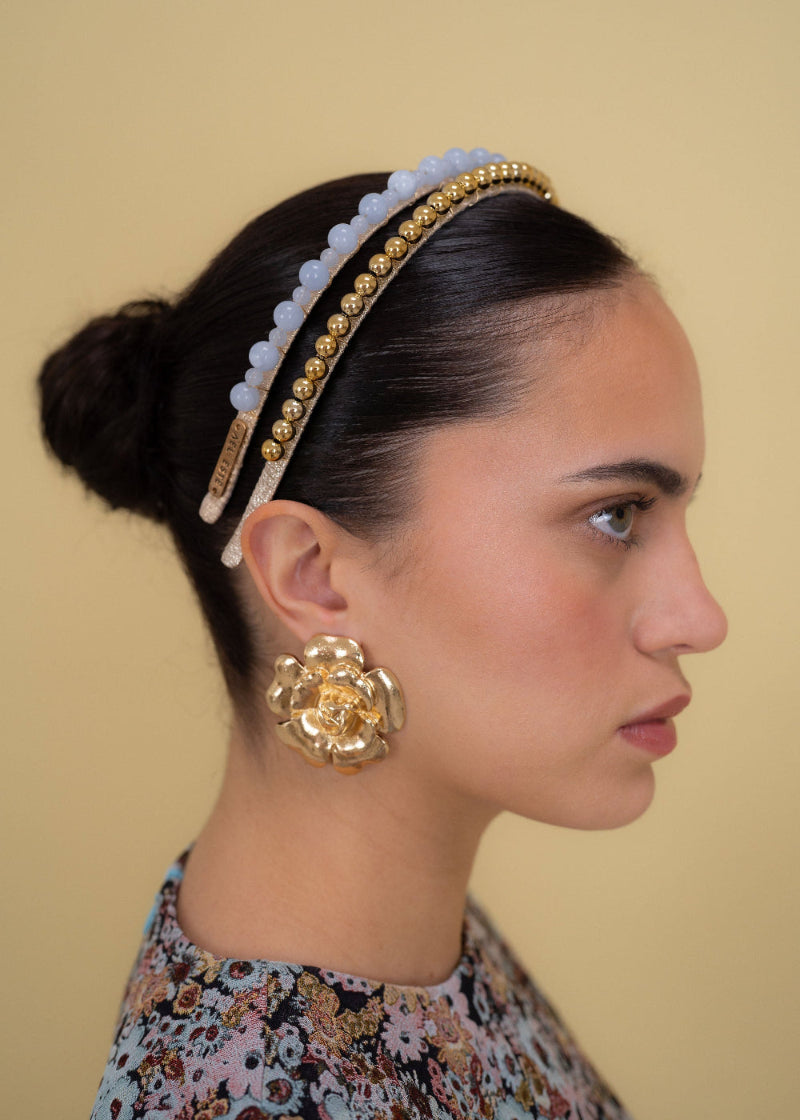 Powder Blue Aria + Aubrey Gold Headband + Gold Noa Earring Set – A’EL ESTE