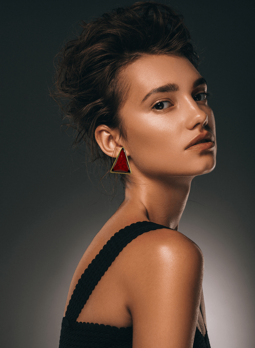 Aspen Red Triangle Geo Vintage Earrings – A’EL ESTE